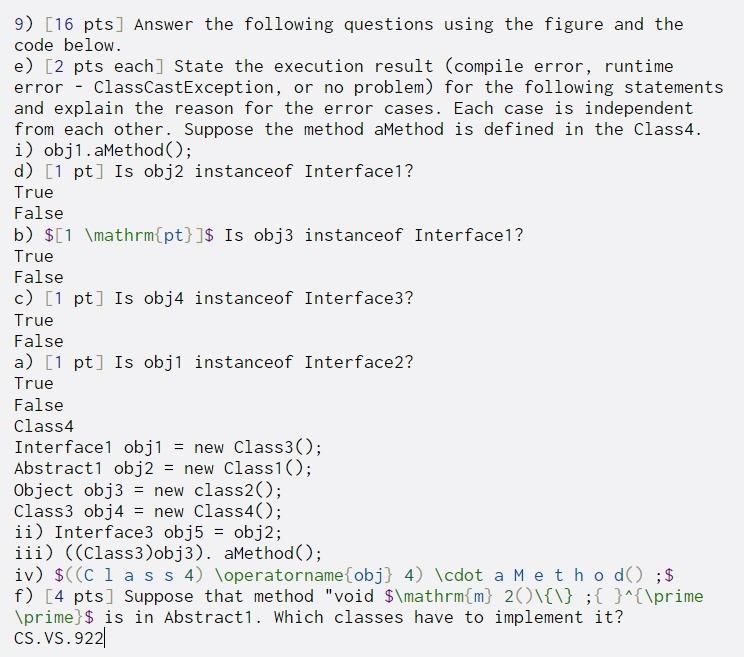 9) [16 pts] Answer the following questions using the | Chegg.com