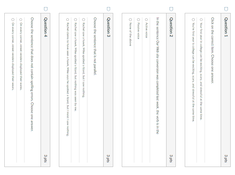 Question 1 Click on the correct item. Choose one | Chegg.com