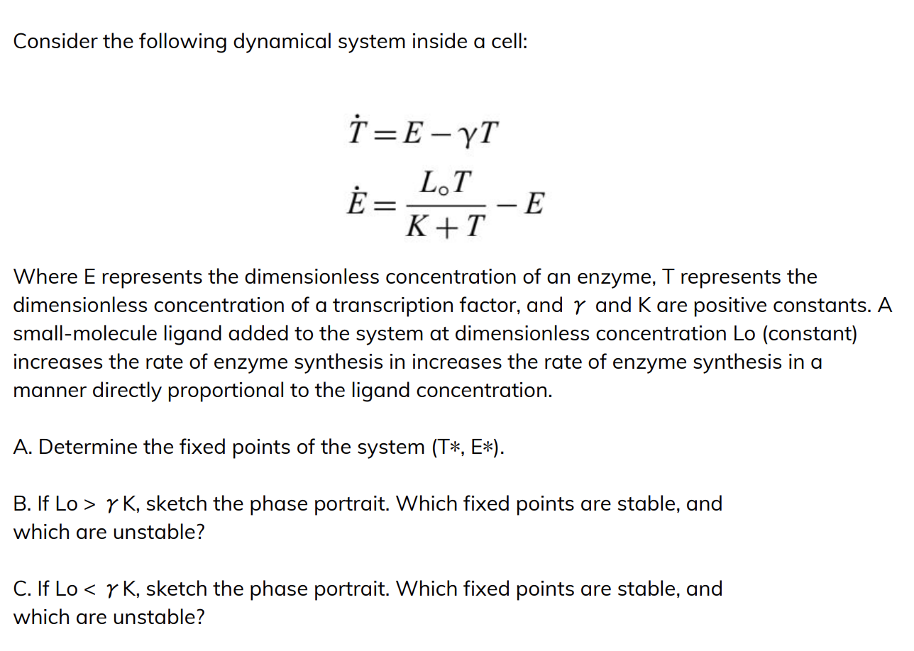 Consider the following dynamical system inside a | Chegg.com