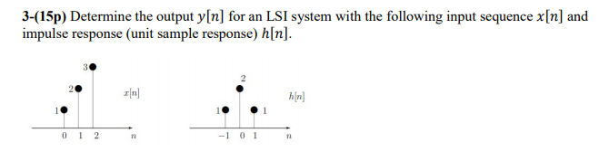 Solved 3-(15p) Determine the output y[n] for an LSI system | Chegg.com