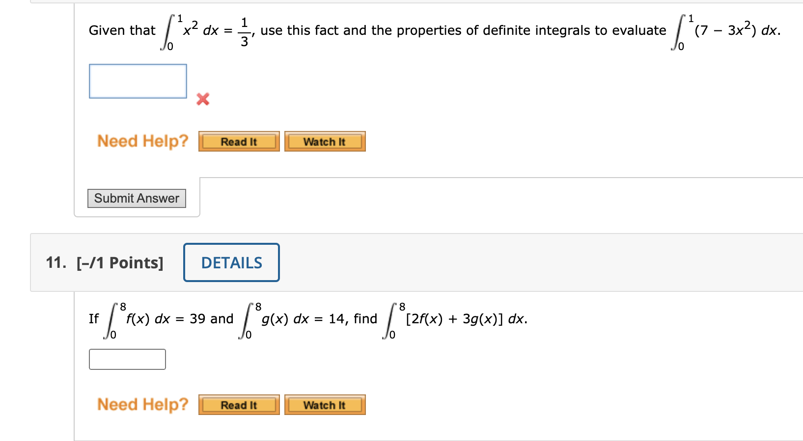 Solved Given that ∫01x2dx=31, use this fact and the | Chegg.com