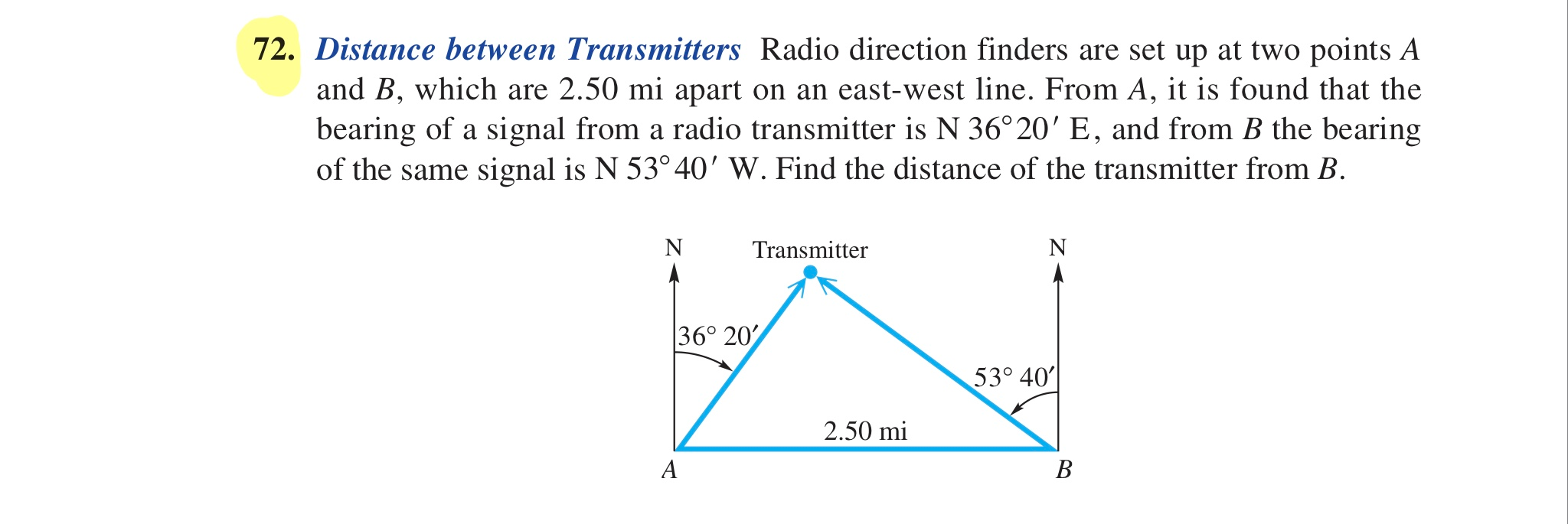 Solved 72. Distance between Transmitters Radio direction | Chegg.com