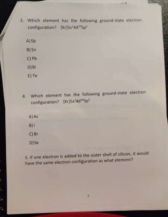 Solved 3. Which element has the following ground-state | Chegg.com