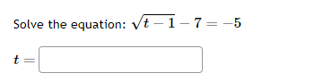 Solved t−1−7=−5 | Chegg.com