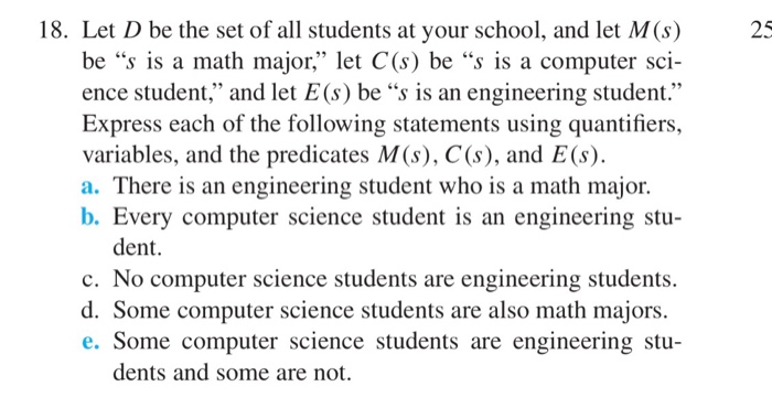 Solved 18. Let D be the set of all students at your school, | Chegg.com