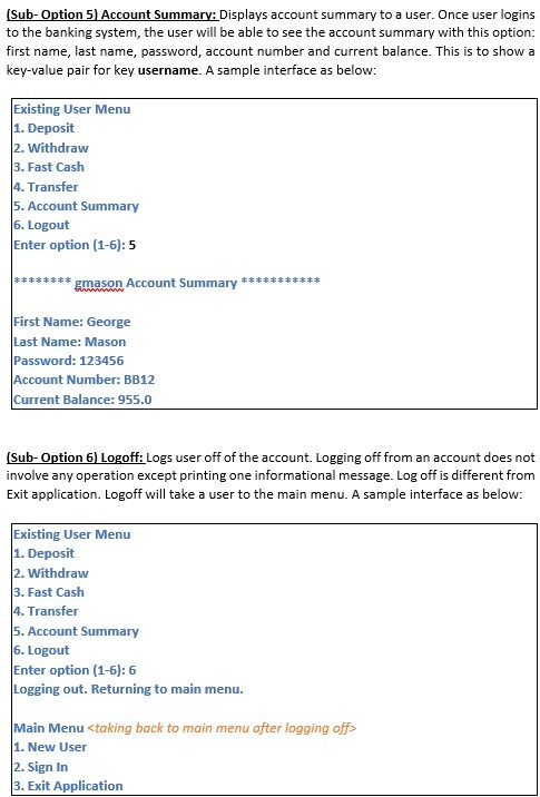 IT109- Final Project Simple Banking Application The | Chegg.com