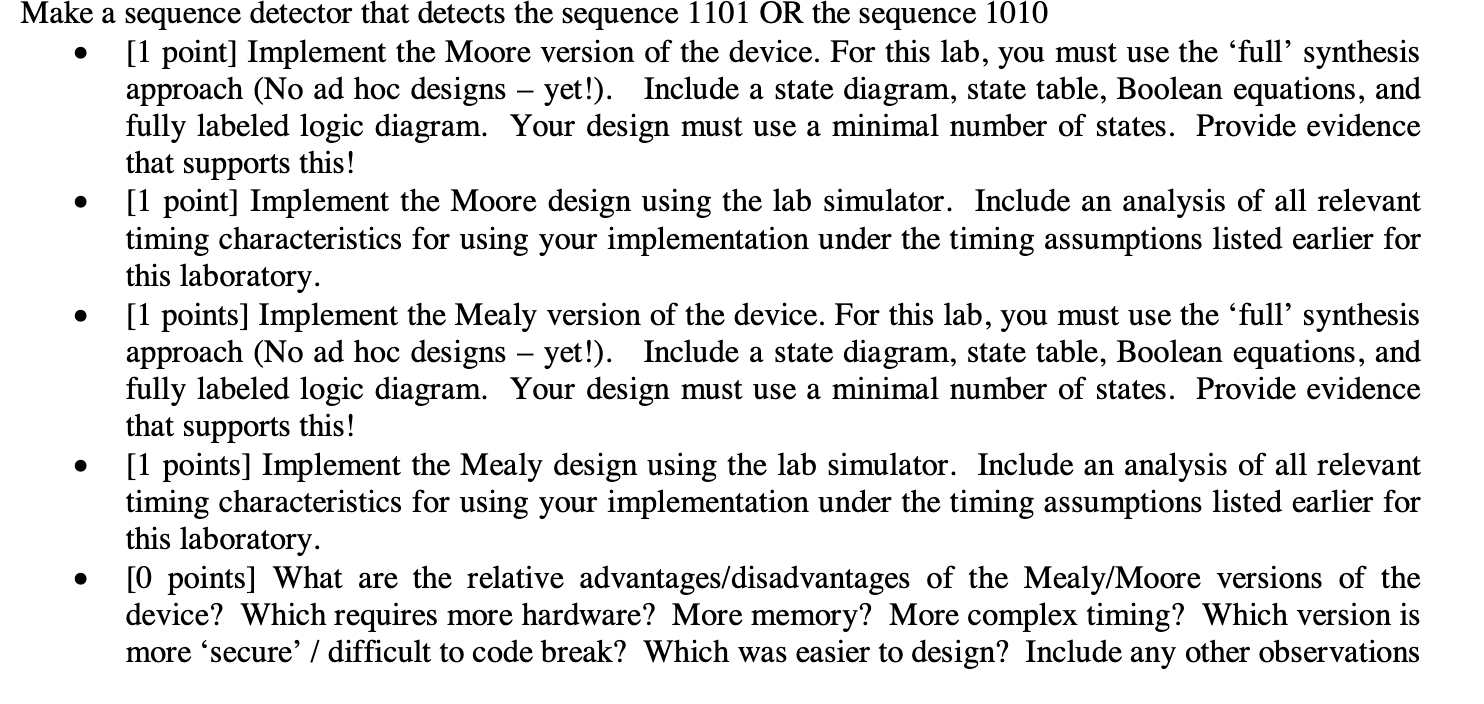 Make a sequence detector that detects the sequence | Chegg.com