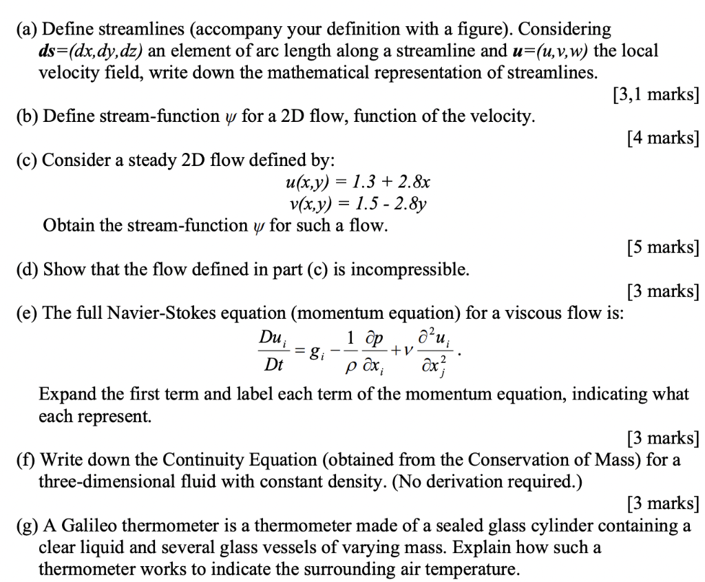 Solved (a) Define streamlines (accompany your definition | Chegg.com