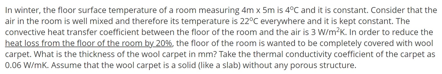 Solved In winter, the floor surface temperature of a room | Chegg.com