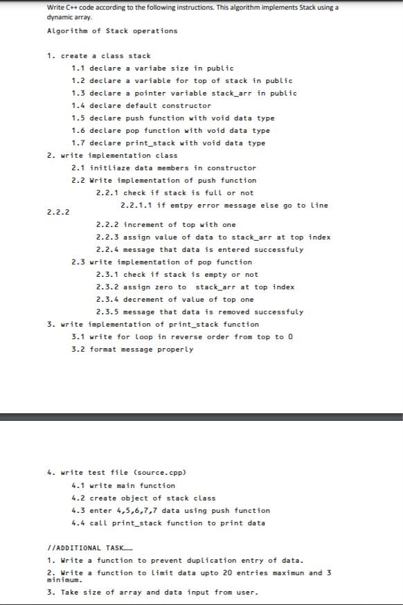 Solved Write C++ code according to the following | Chegg.com