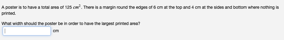 Solved A poster is to have a total area of 125 cm². There is | Chegg.com