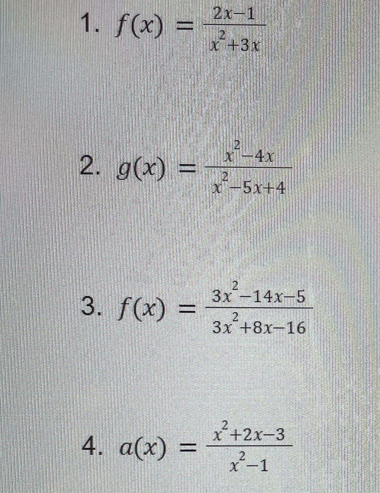 Solved For each of the functions, find all vertical | Chegg.com