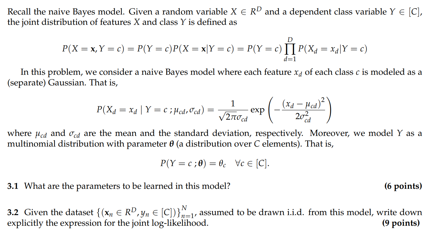 Solved Recall the naive Bayes model. Given a random variable | Chegg.com