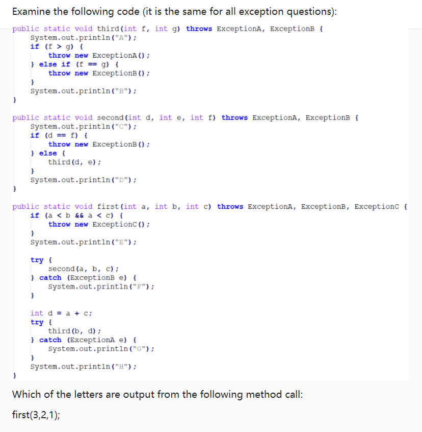 Solved Examine the following code (it is the same for all | Chegg.com