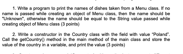 Solved 1. Write a program to print the names of dishes taken | Chegg.com