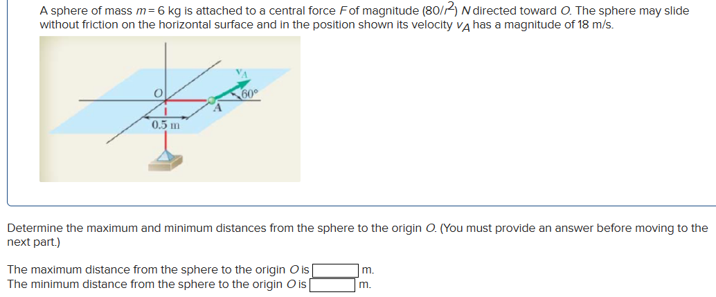 Solved A sphere of mass m=6kg ﻿is attached to a central | Chegg.com