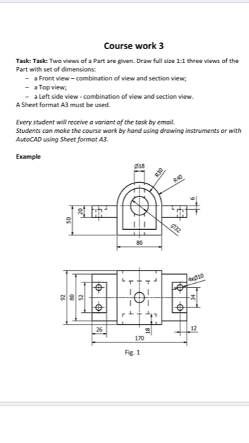 Solved Course work 3 Task: Two views of a Part are given. | Chegg.com