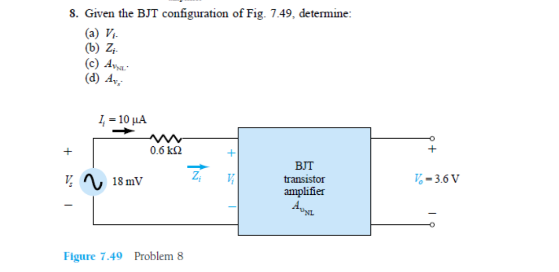Solved 8. Given the BJT configuration of Fig. 7.49, | Chegg.com