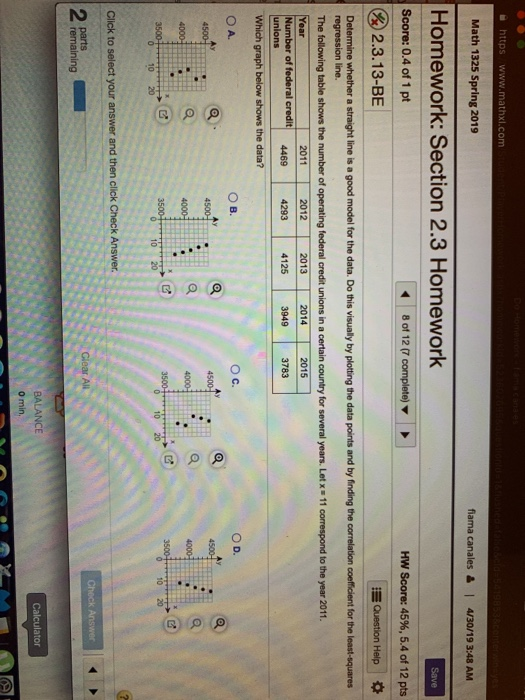 Solved https www.mathxl.com Math 1325 Spring 2019 fiama | Chegg.com