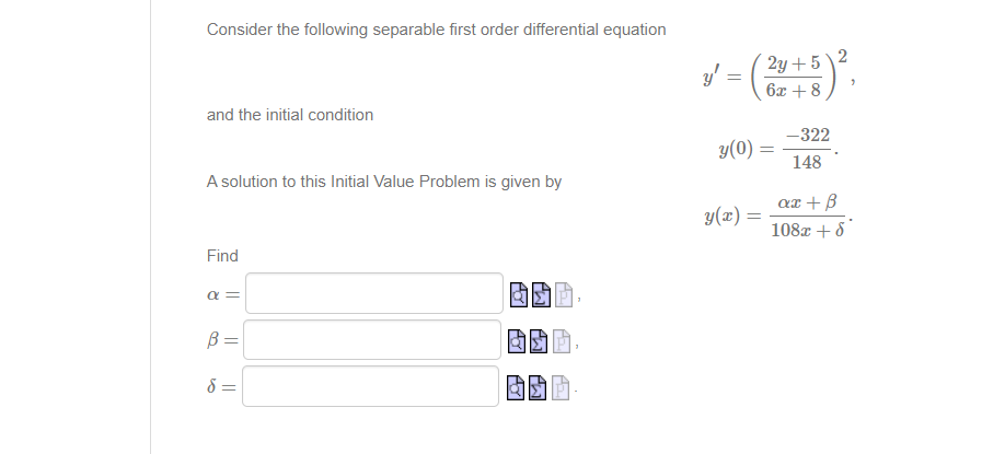 Solved Consider the following separable first order | Chegg.com