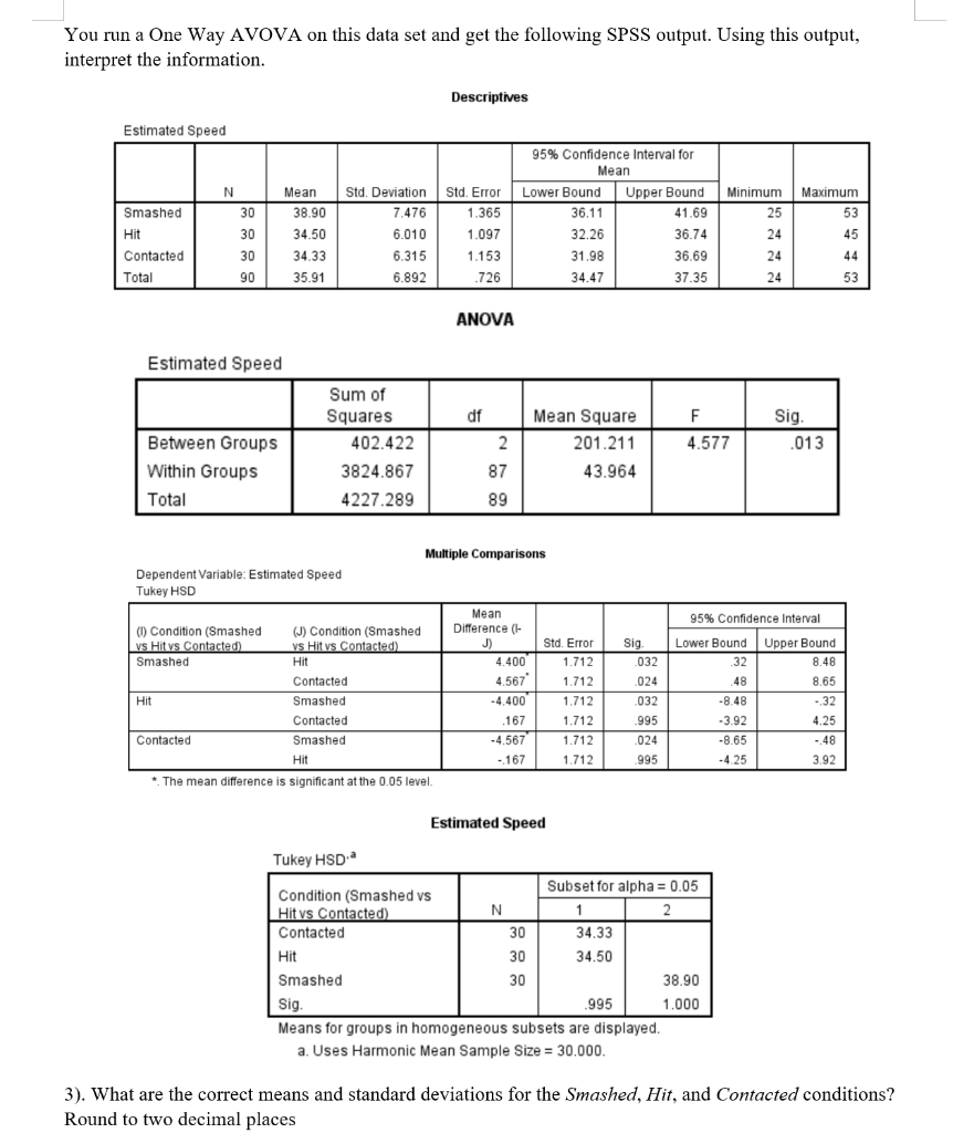 Solved 3). What are the correct means and standard | Chegg.com