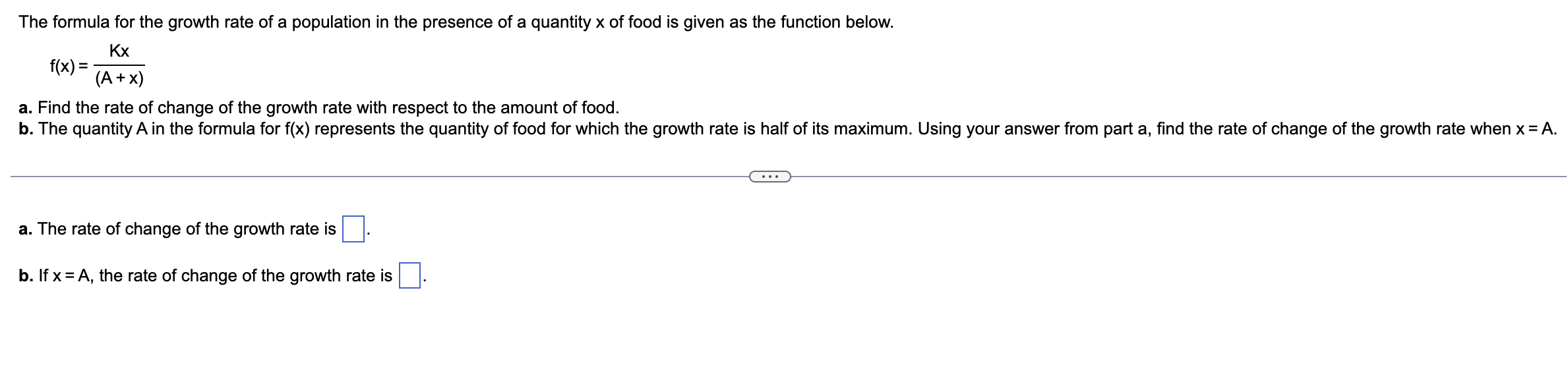 Solved The formula for the growth rate of a population in | Chegg.com