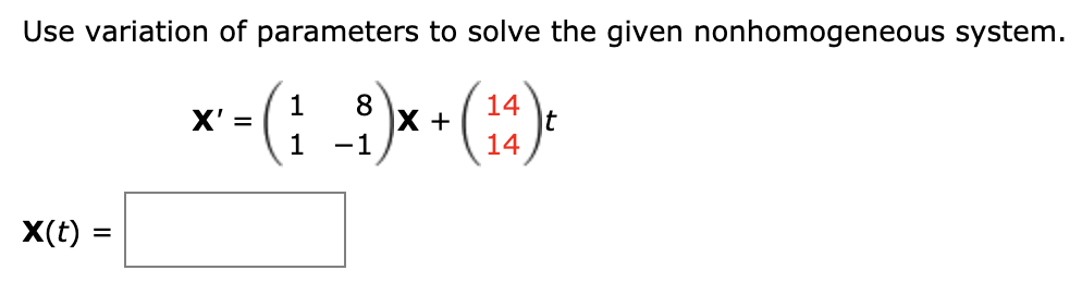 Solved Use variation of parameters to solve the given | Chegg.com
