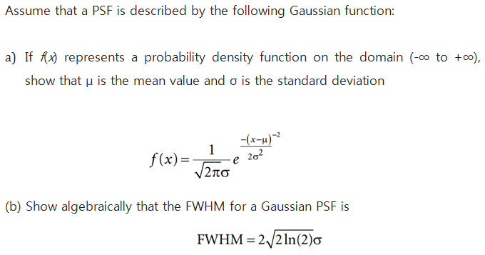 Solved Assume that a PSF is described by the following | Chegg.com