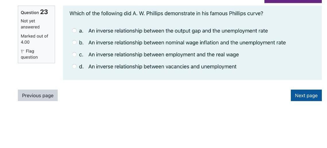 Solved Question 23 Which of the following did A. W. Phillips | Chegg.com