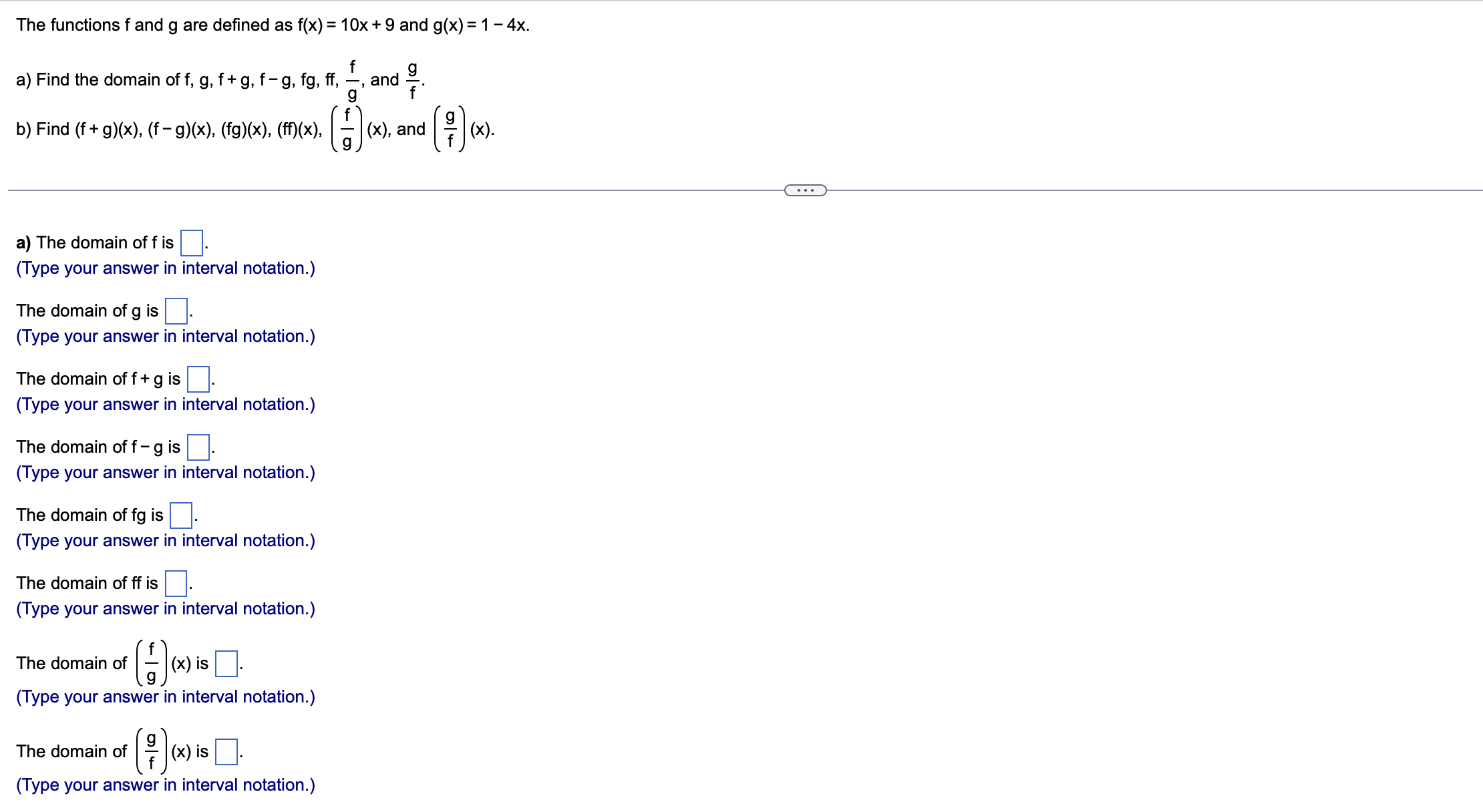 Solved The functions f and g are defined as f(x)=10x+9 and | Chegg.com