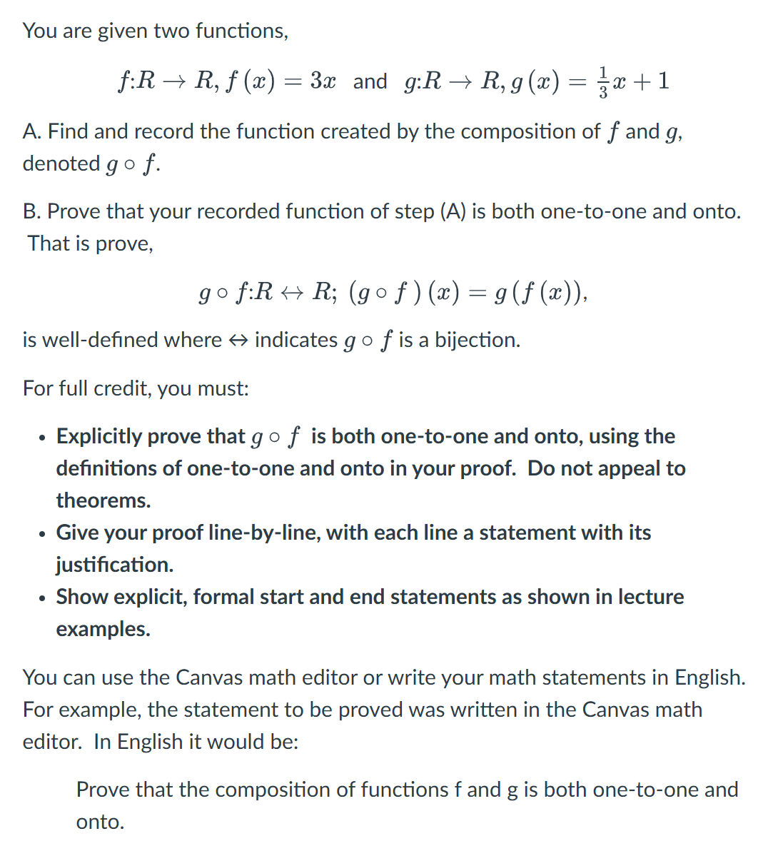 You are given two functions,f:R→R,f(x)=3x ﻿and | Chegg.com