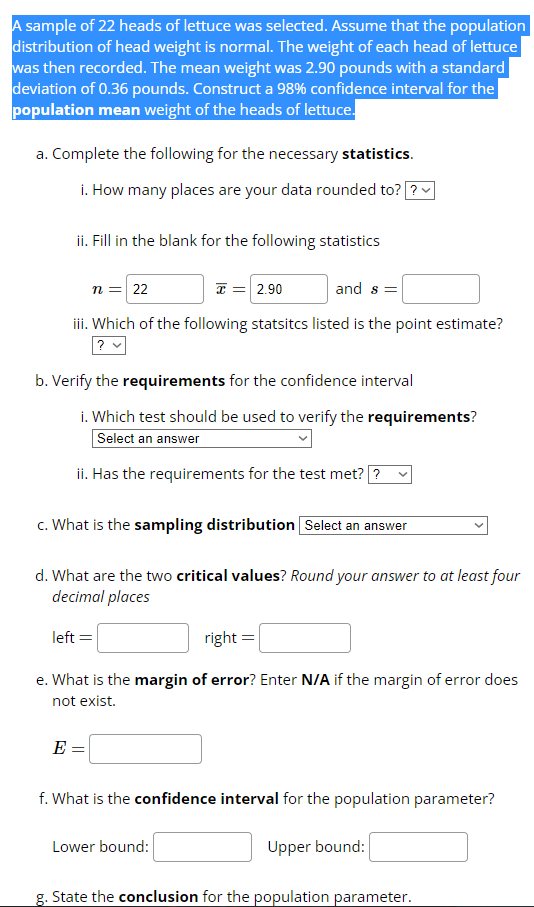 Solved g. State the conclusion for the population parameter. | Chegg.com