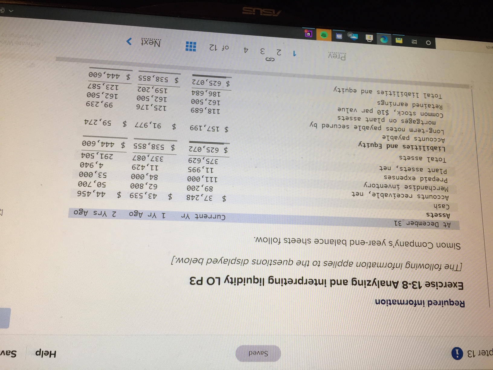 Solved pter 13 Saved Help Sav Required information Exercise | Chegg.com