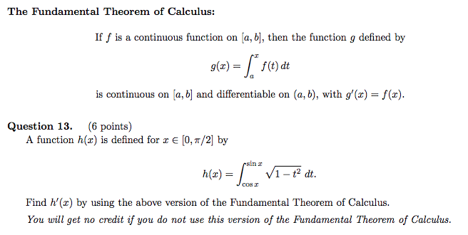 Solved The Fundamental Theorem of Calculus: If f is a | Chegg.com