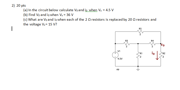 Solved 2) 20pts (a) In the circuit below calculate V0 and io | Chegg.com