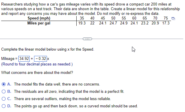 Solved Researchers studying how a car's gas mileage varies | Chegg.com