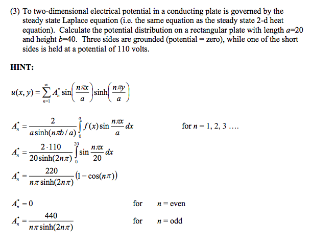 Solved (3) To two-dimensional electrical potential in a | Chegg.com