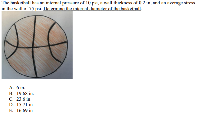 Solved The basketball has an internal pressure of 10 psi, a | Chegg.com