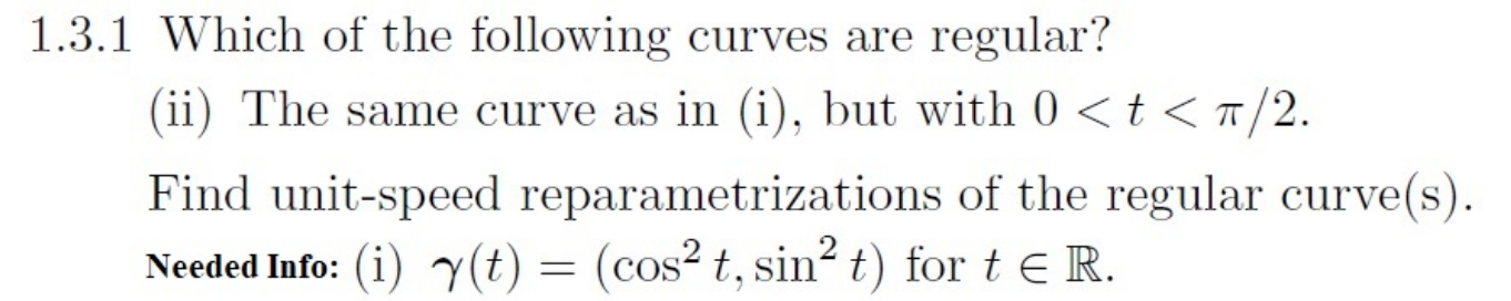 Solved 1.3.1 Which of the following curves are regular? (ii) | Chegg.com