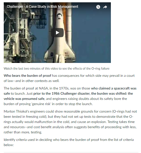 Challenger A Case Study in Risk Management Who bears | Chegg.com