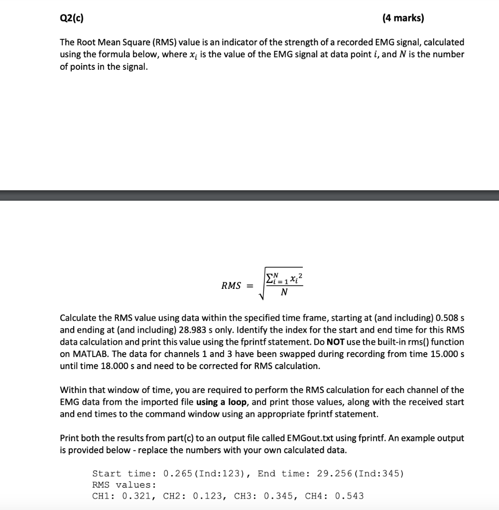 Q2(c) (4 marks) The Root Mean Square (RMS) value is | Chegg.com