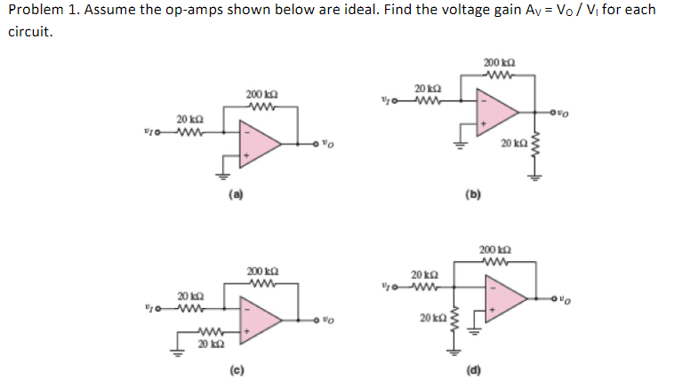 Solved Problem 1. Assume the op-amps shown below are ideal. | Chegg.com