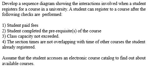 Solved Develop a sequence diagram showing the interactions | Chegg.com
