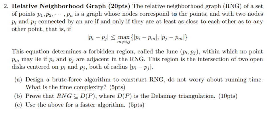2. Relative Neighborhood Graph (20pts) The relative | Chegg.com