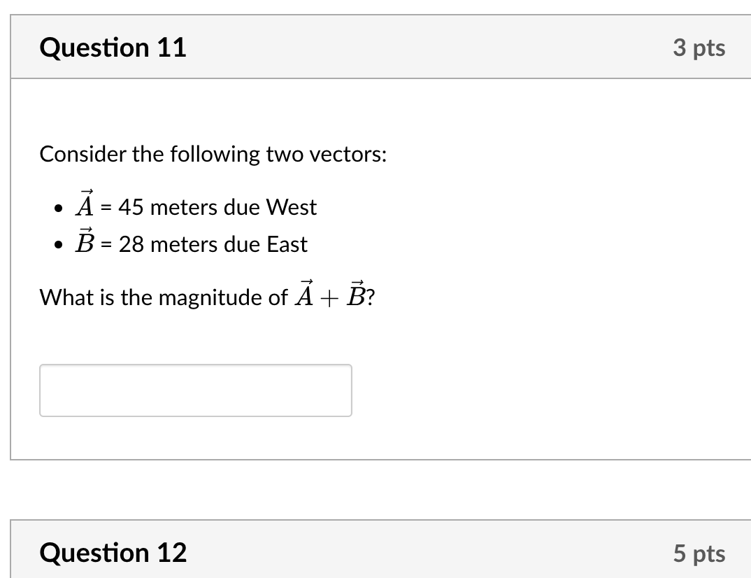Solved Consider the following two vectors: - A=45 meters due | Chegg.com