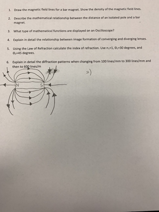Solved 1. Draw the magnetic field lines for a bar magnet. | Chegg.com