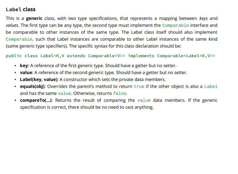 Solved Label class This is a generic class, with two type | Chegg.com