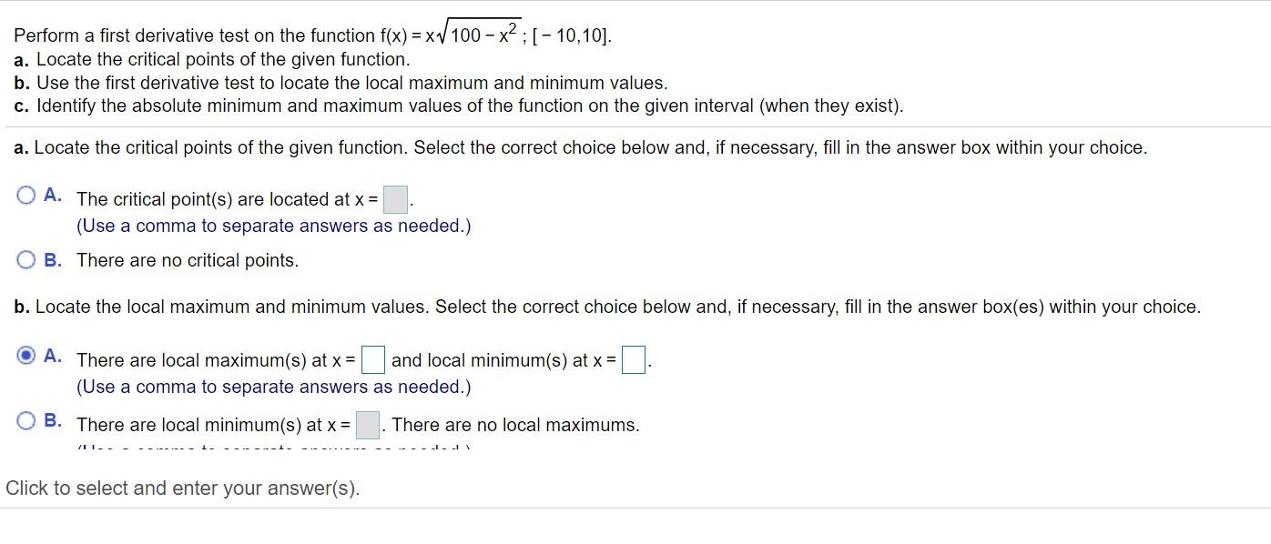 Solved Determine the location and value of the absolute | Chegg.com