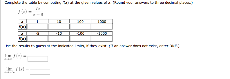 Solved Complete the table by computing f(x) at the given | Chegg.com