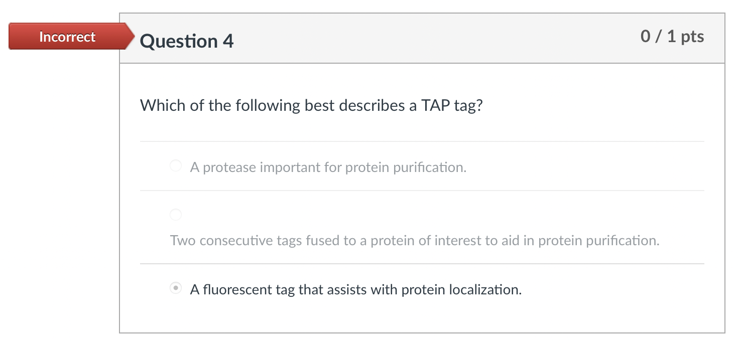 Solved Which of the following best describes a TAP tag? A | Chegg.com